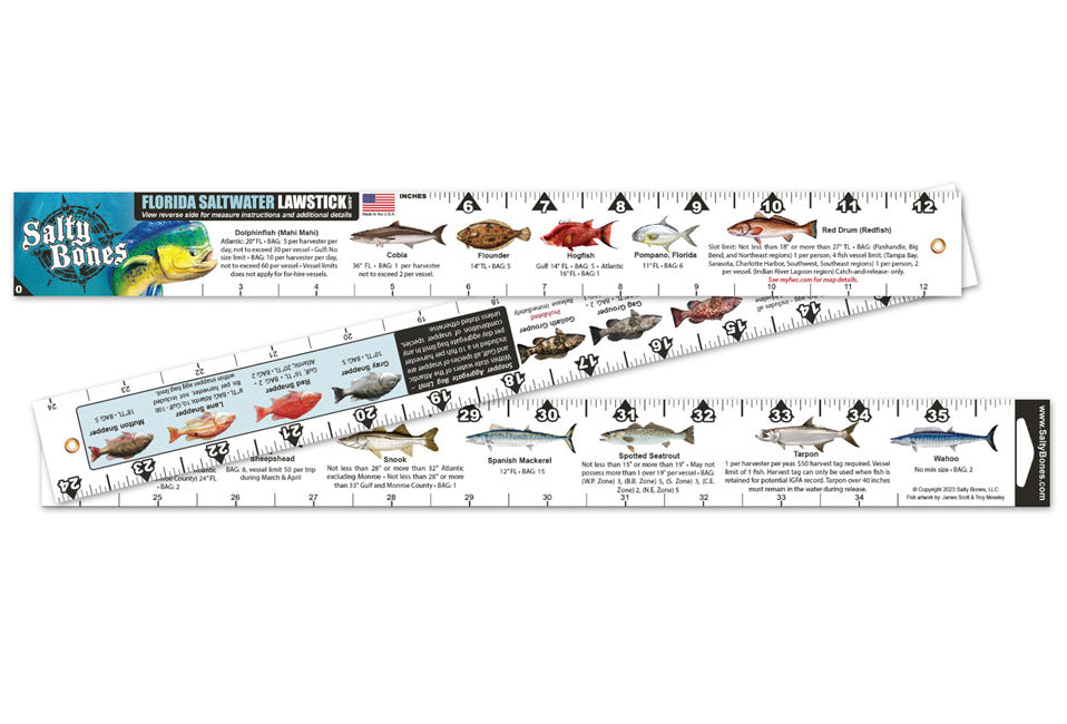 36" Folding Fishing Ruler with Florida's Atlantic and Gulf Guidelines ...